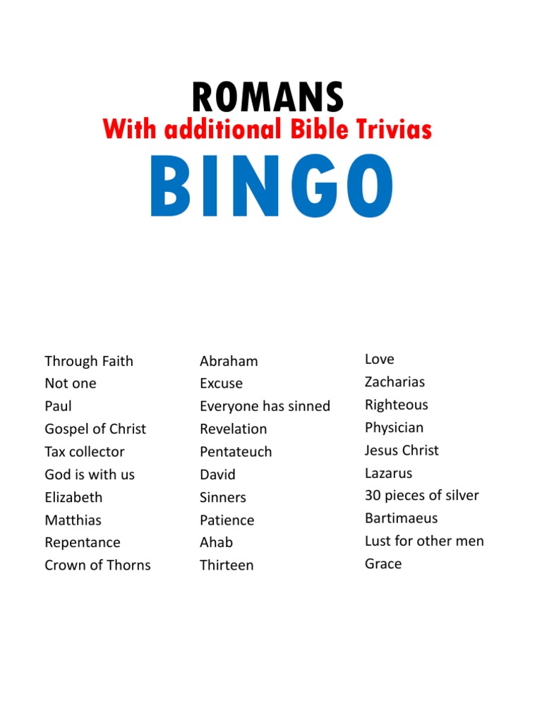 Romans Trivia Questions and Answer | PDF | Epistle To The Romans | Paul ...