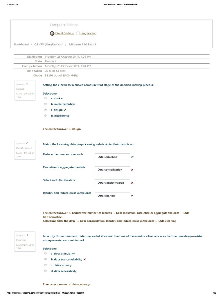 Midterm 890 Part 1 - Attempt Review | PDF | Artificial Intelligence | Intelligence (AI) & Semantics