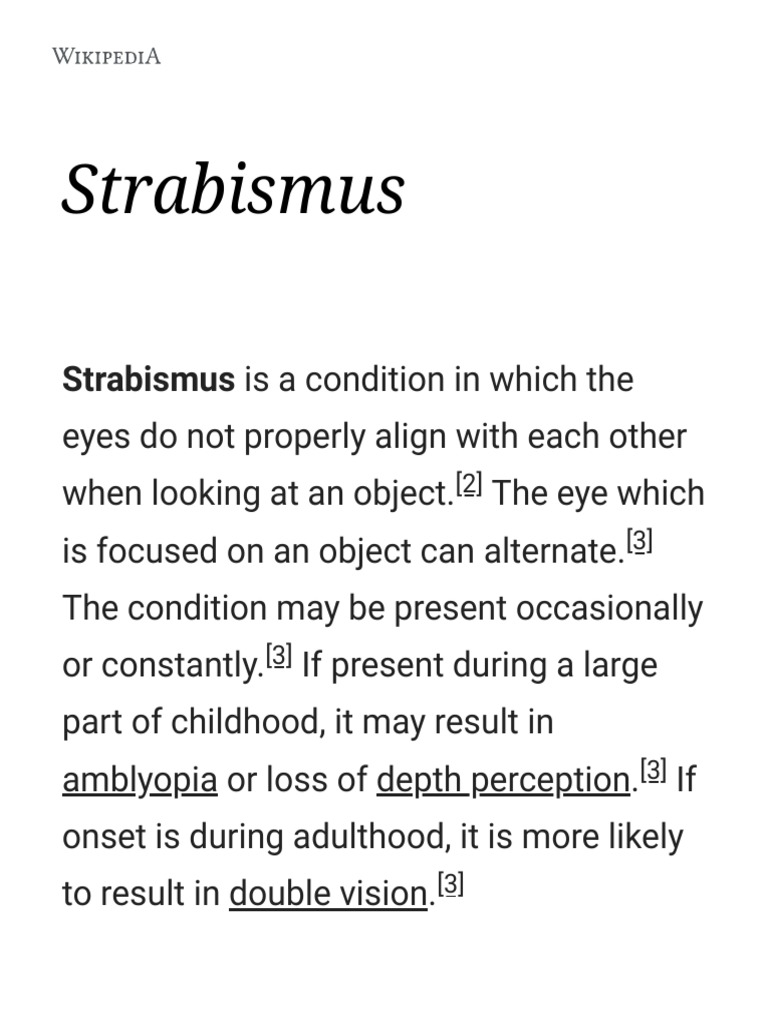 Strabismus - Wikipedia | PDF | Visual System | Diseases Of The Eye And ...