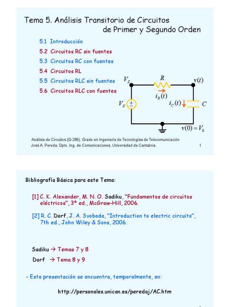 Presentacion Analisis Transitorio | PDF | Condensador | Inductor