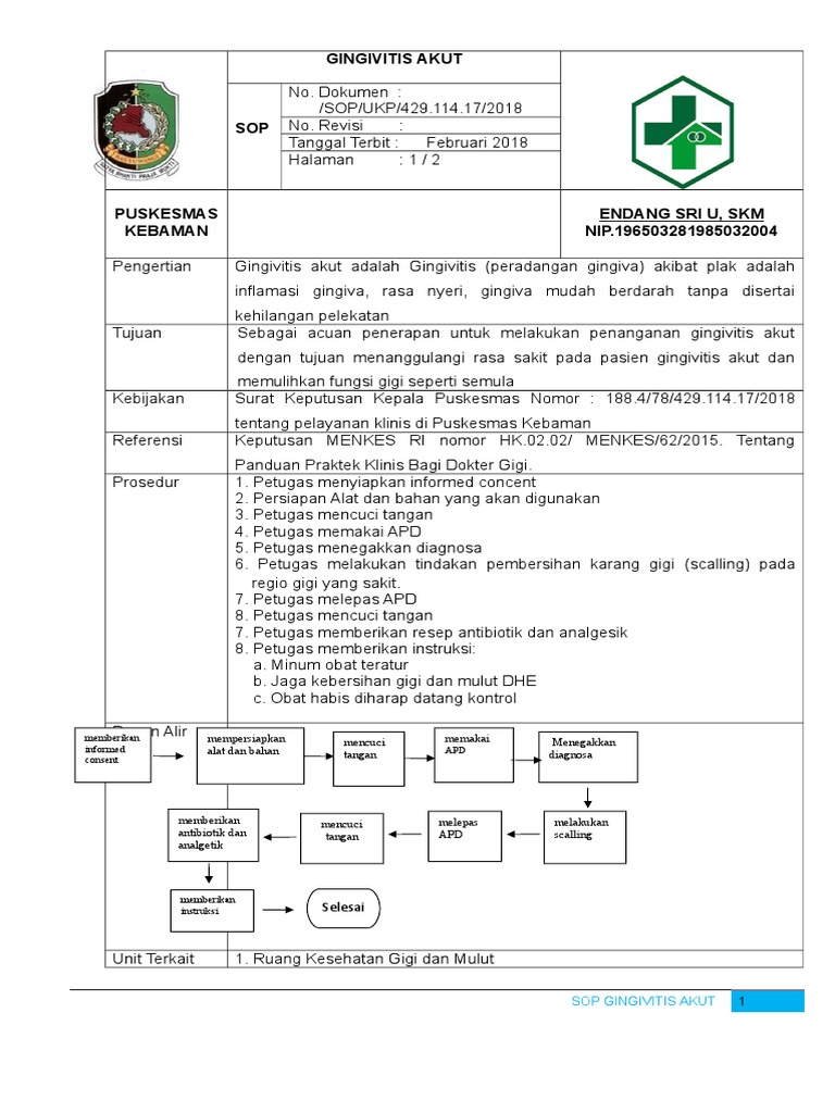 SOP Gingivitis Akut | PDF