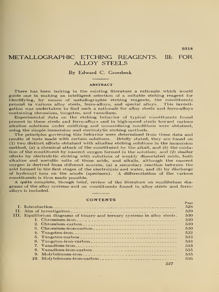 Metallographic Etching PDF | PDF | Tungsten | Alloy
