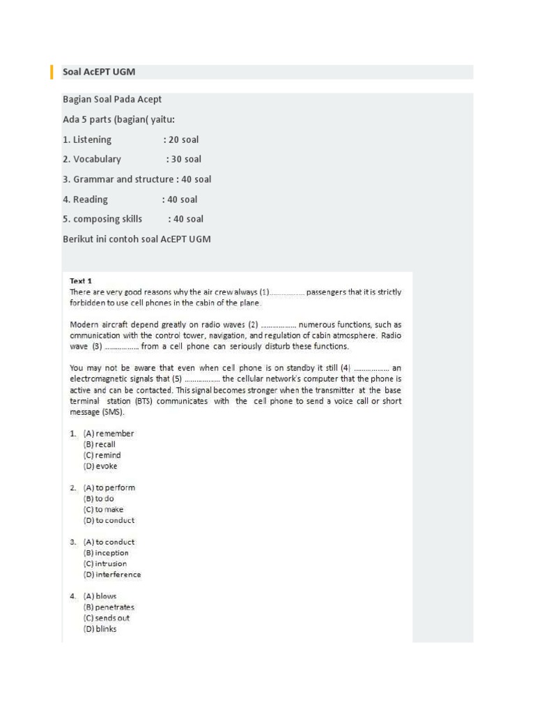 Soal AcEPT UGM | PDF
