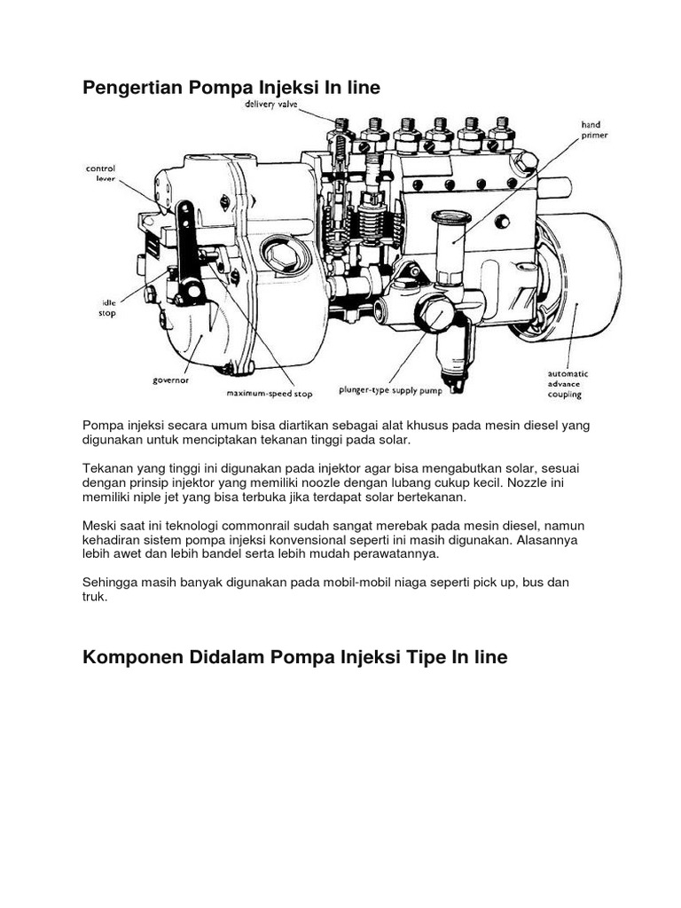 Pengertian Pompa Injeksi in Line | PDF