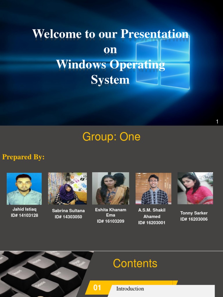 Presentation On Windows Operating System | PDF | Microsoft Windows ...
