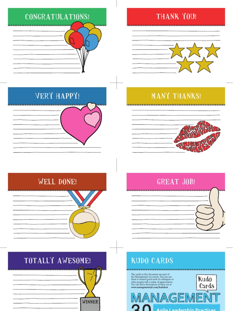 Free Printable Kudo Cards Template | PDF | Career & Growth | Art