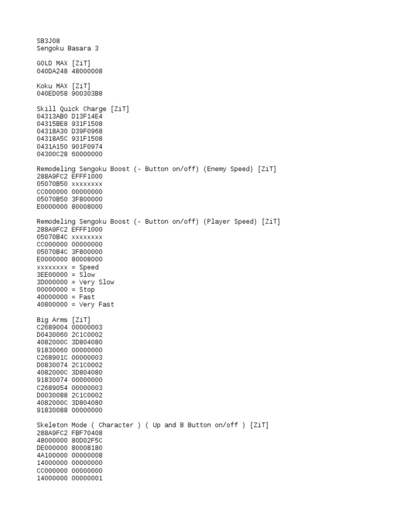 Sengoku Basara 3 Cheat Codes | PDF | Leisure | Sports