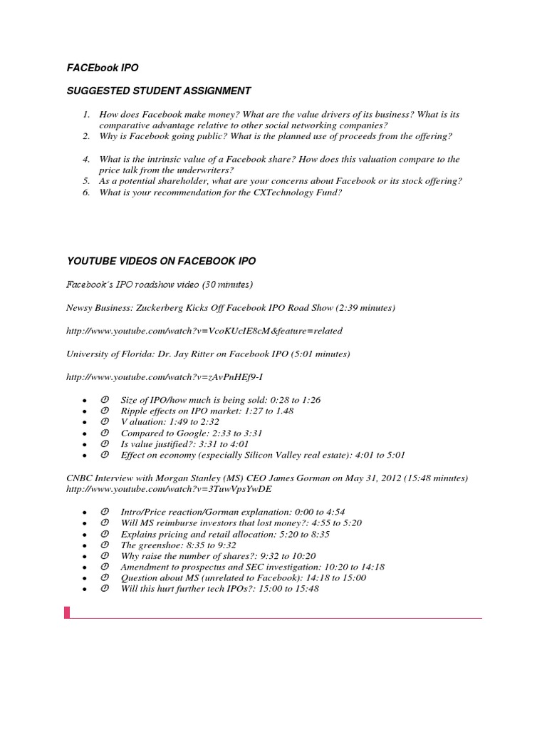Questions in Facebook IPO Case | PDF | Business