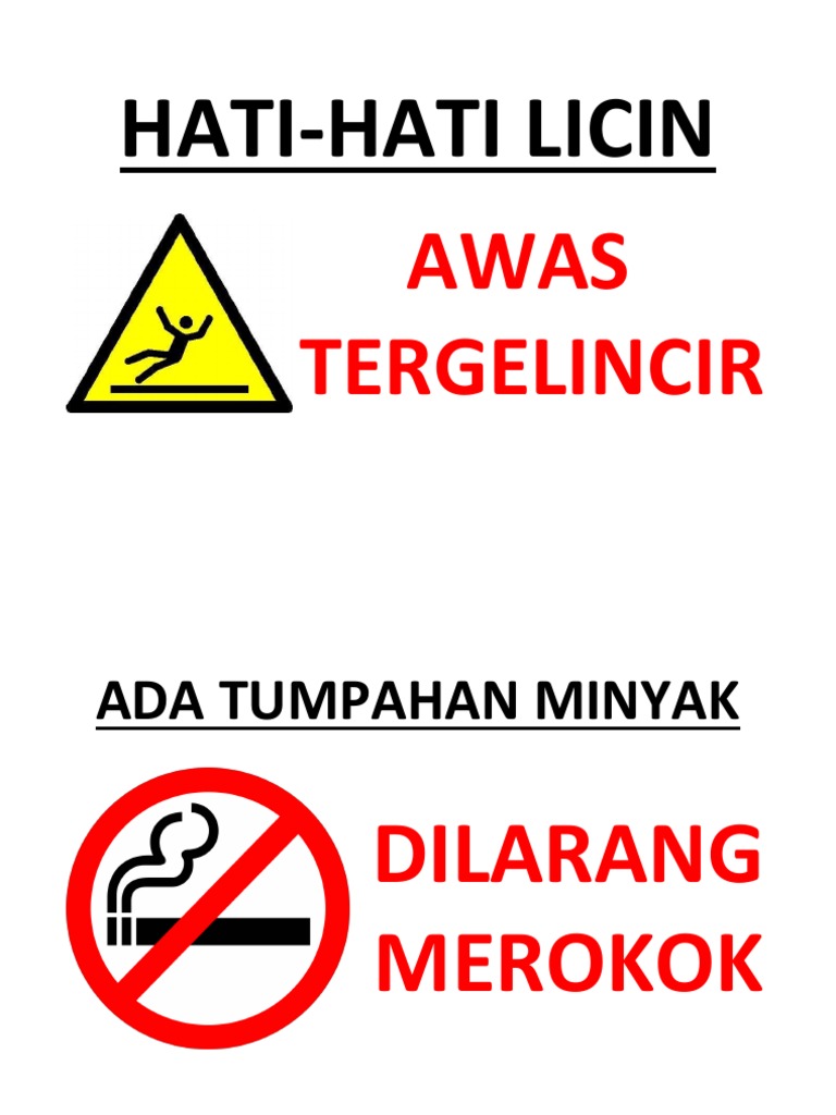 HSE SIGN Hati2 Licin & Dilarang Merokok | PDF