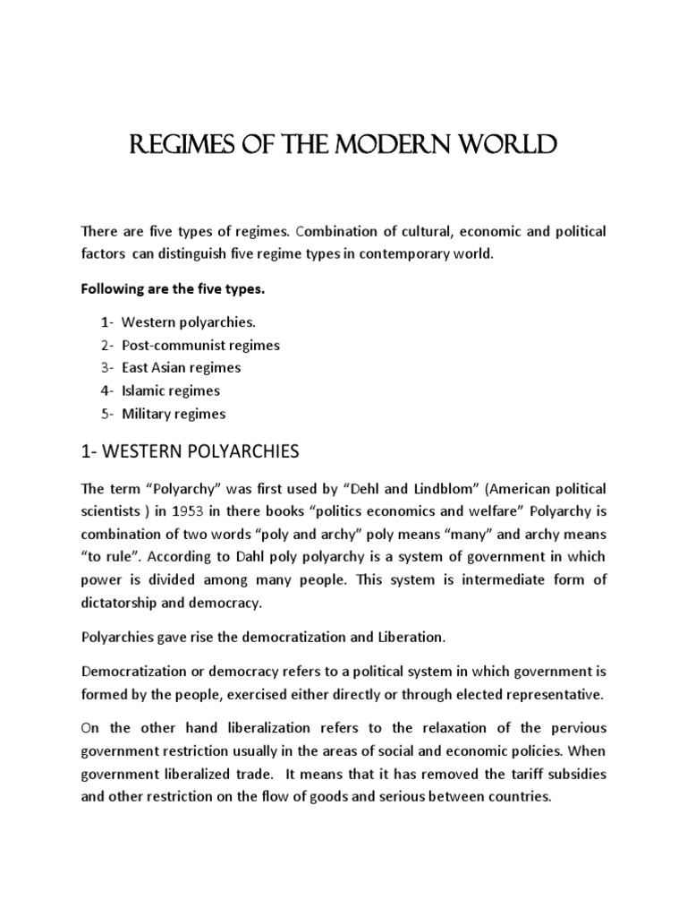 Regimes of The Modern World ASSIGNM | PDF | Confucianism | Democracy