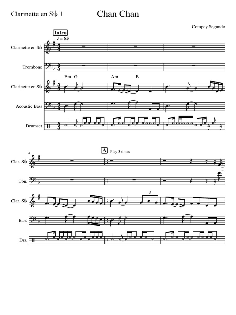 Chan Chan-Clarinette en Sib 1 | PDF | Spanish Language Music | Works