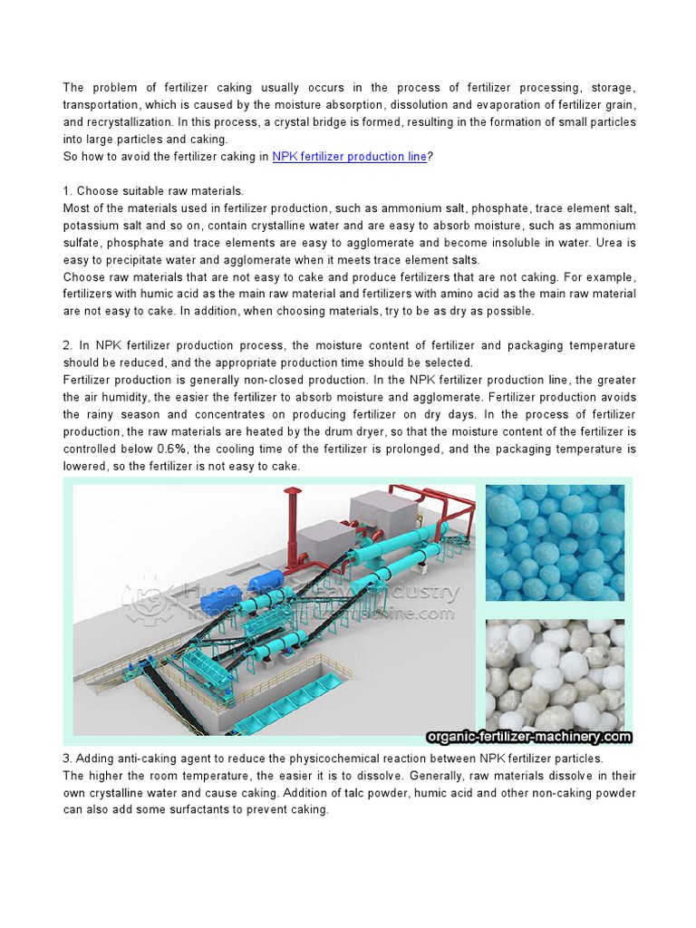 How To Prevent Caking in NPK Fertilizer Production Process | PDF ...