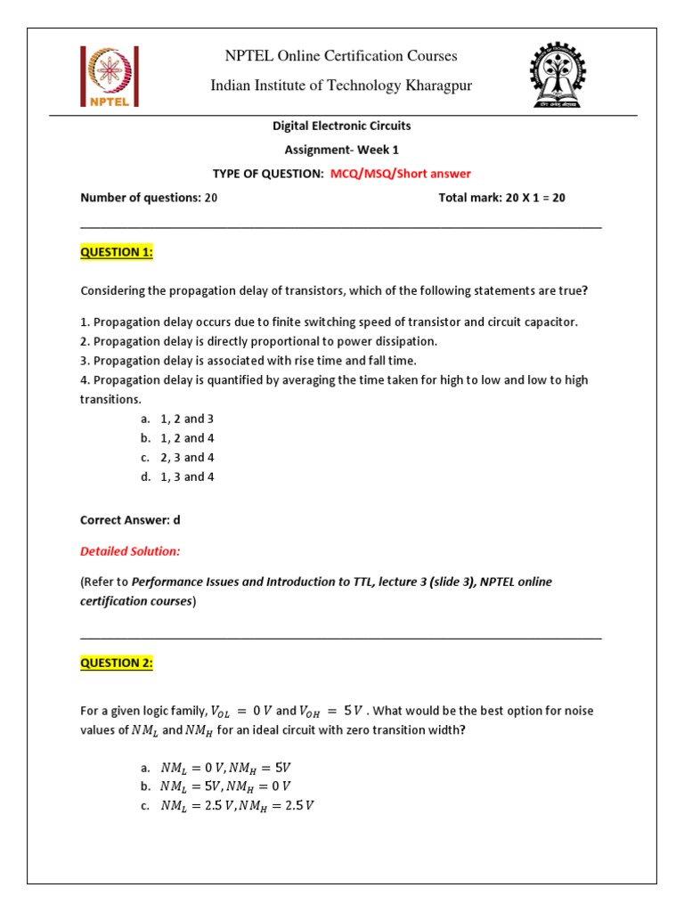 Understanding Digital Logic Gates: An Analysis of Assignment Questions ...