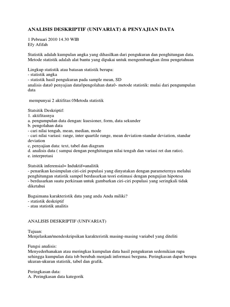 Analisis Deskriptif | PDF | Sains & Matematika