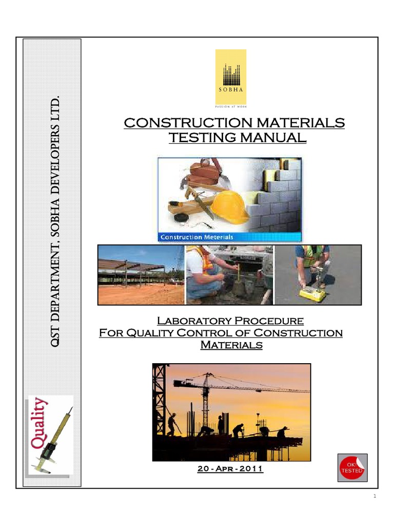 Construction Material Testing Manual-1 PDF | PDF | Concrete | Density