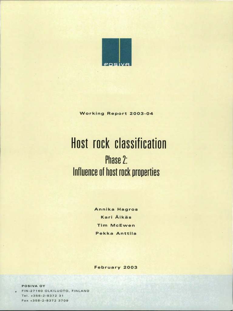 POSIVA 2003 04 - Working Report - Web PDF | PDF | Deep Geological ...