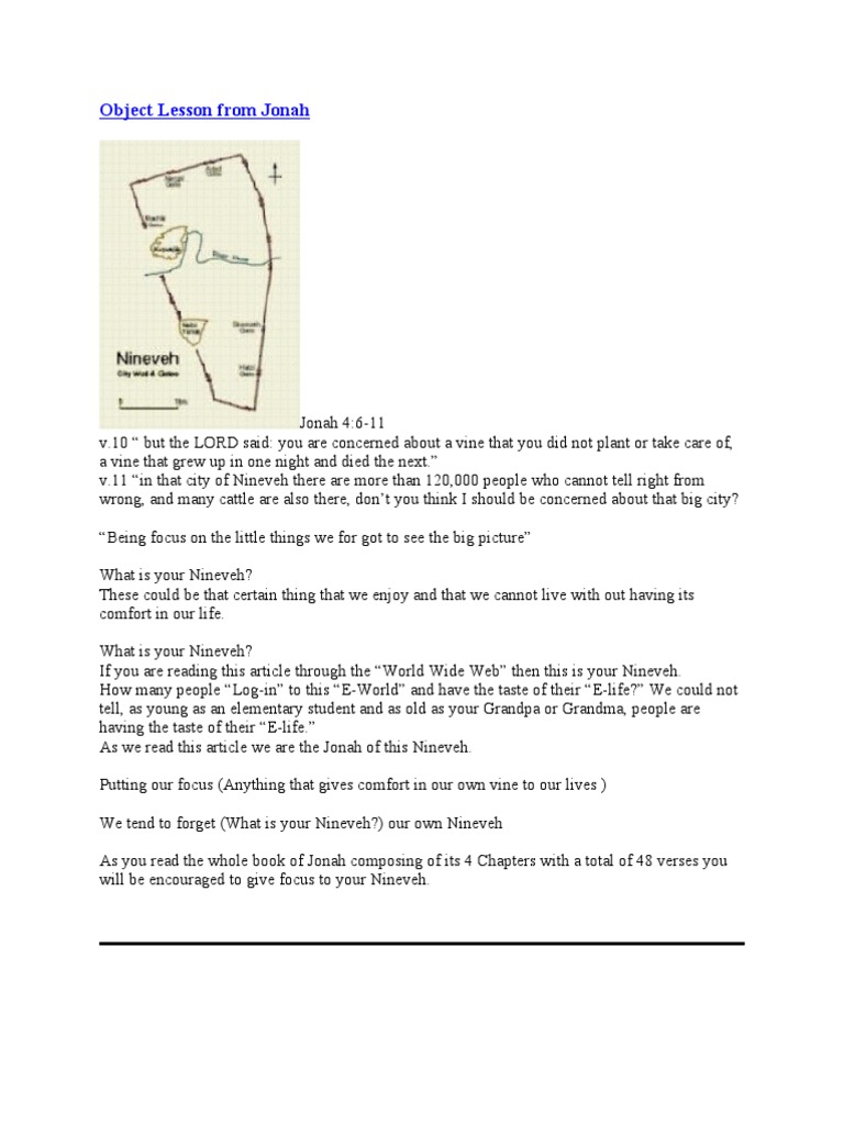 Object Lesson From Jonah | PDF | Jonah | Repentance