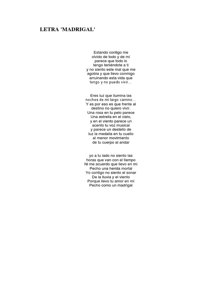 Cancion Letra El Madrigal | PDF