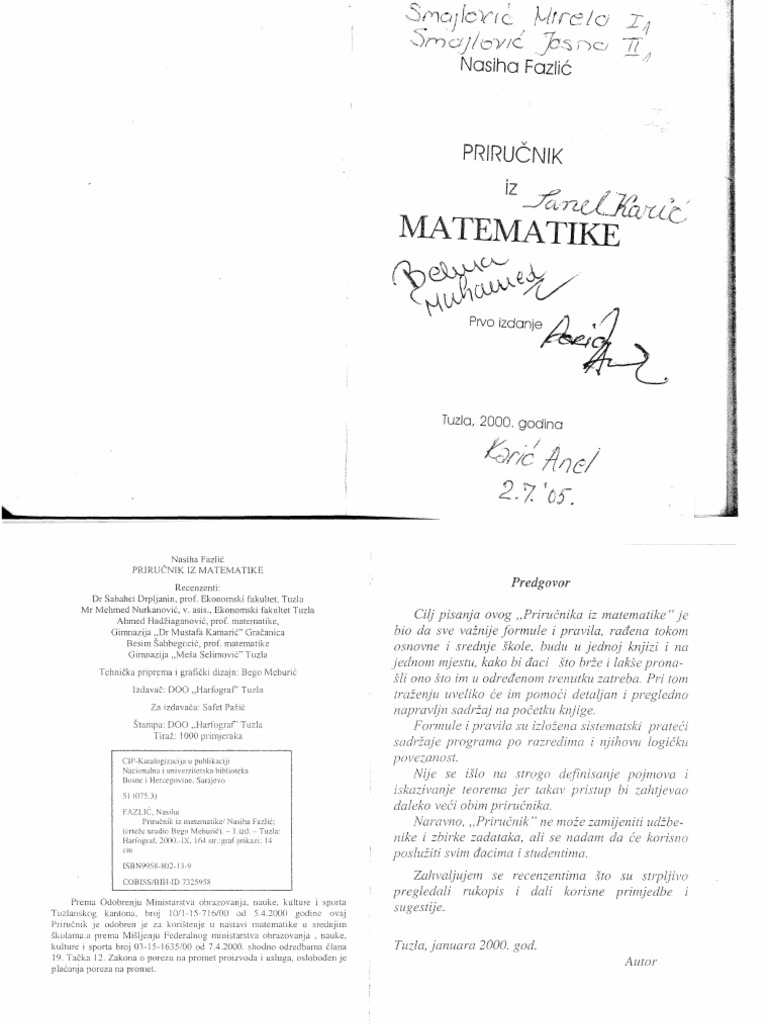 Priru 269 Nik Iz Matematike-Nasiha Fazli 263 PDF | PDF