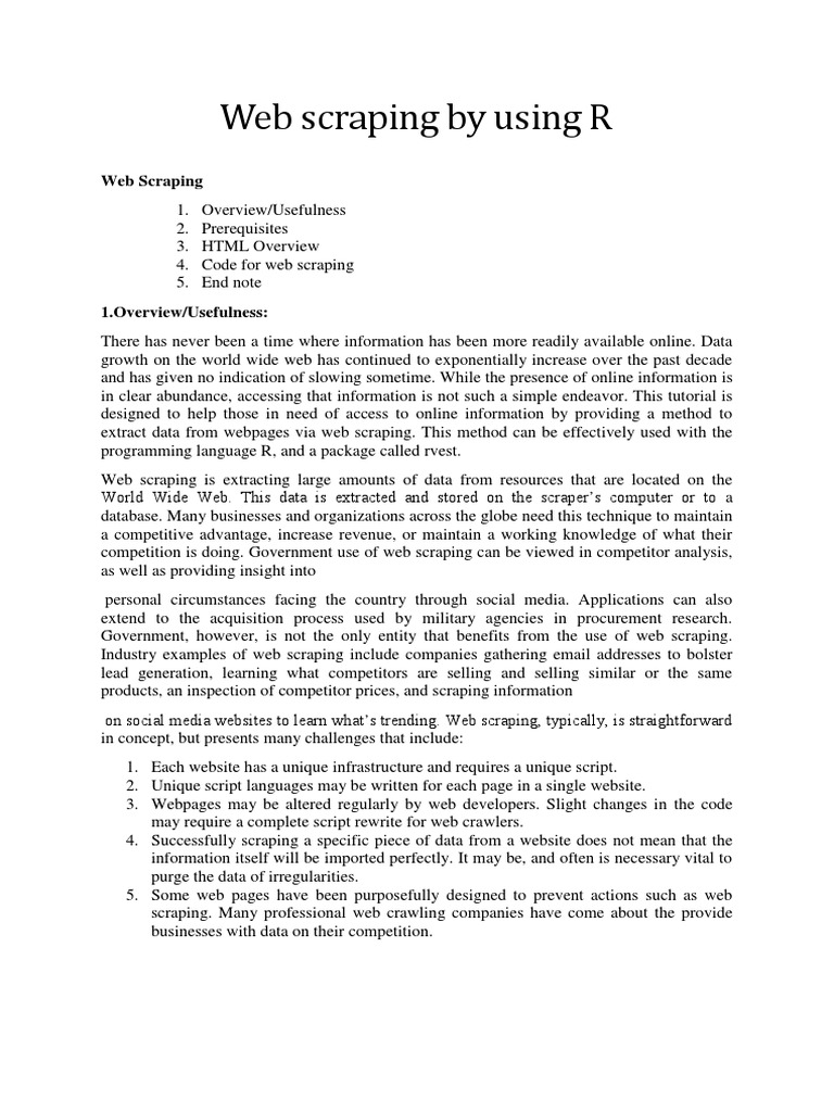 Web Scraping by Using R | Download Free PDF | Html Element | Web Page