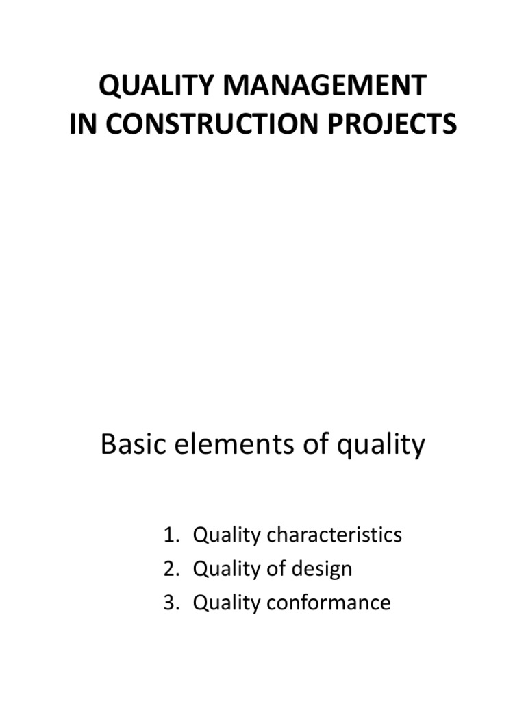 Quality Management in Construction Projects | PDF | Quality Assurance ...