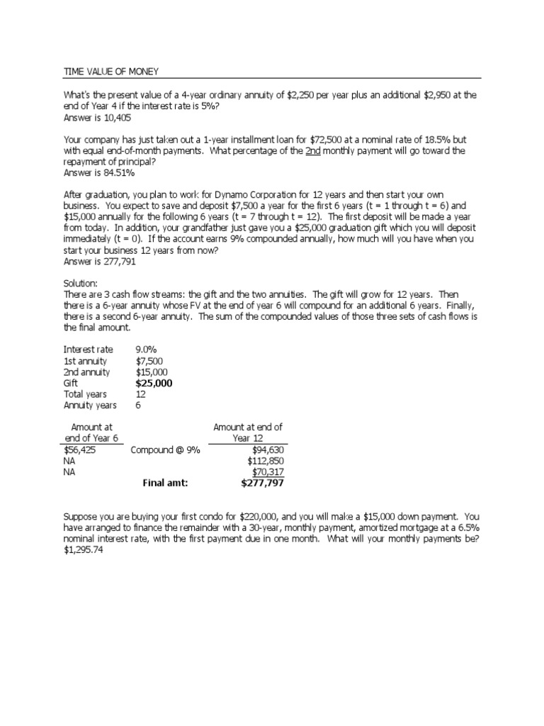 Time Value of Money Seatwork With Answers 10aug | PDF
