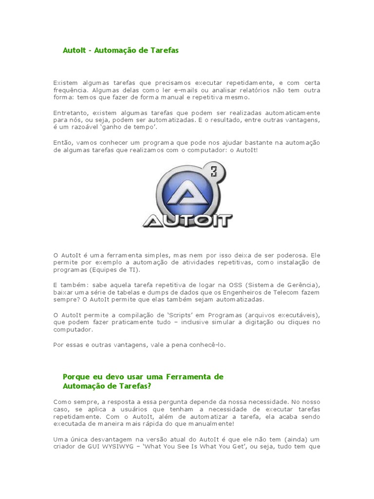 AutoIt Apostila | PDF | Linguagem de script | Programa de computador