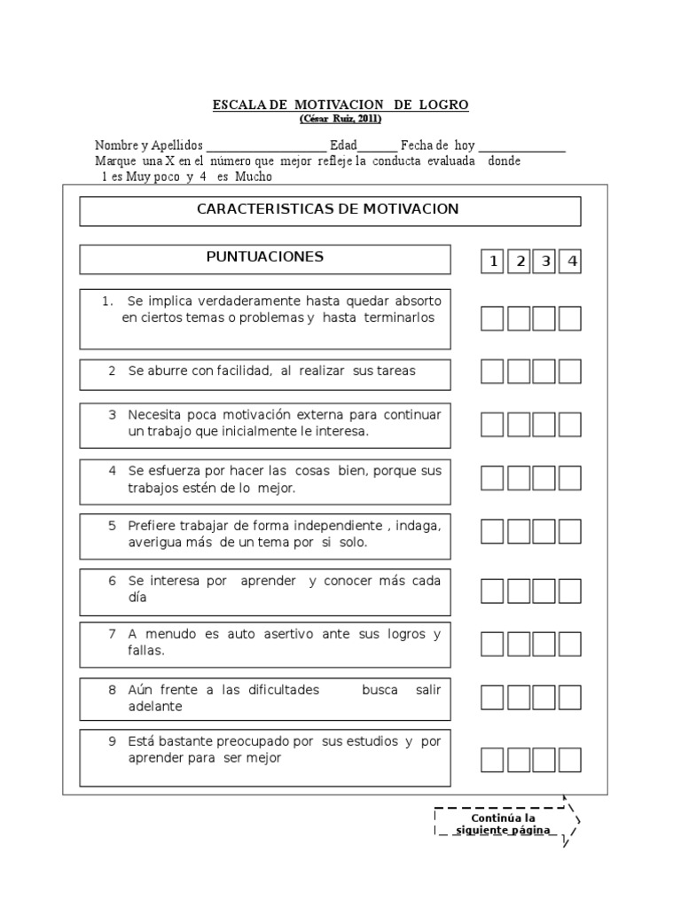 Escala de Motivacion de Logro | PDF | Motivación | Motivacional