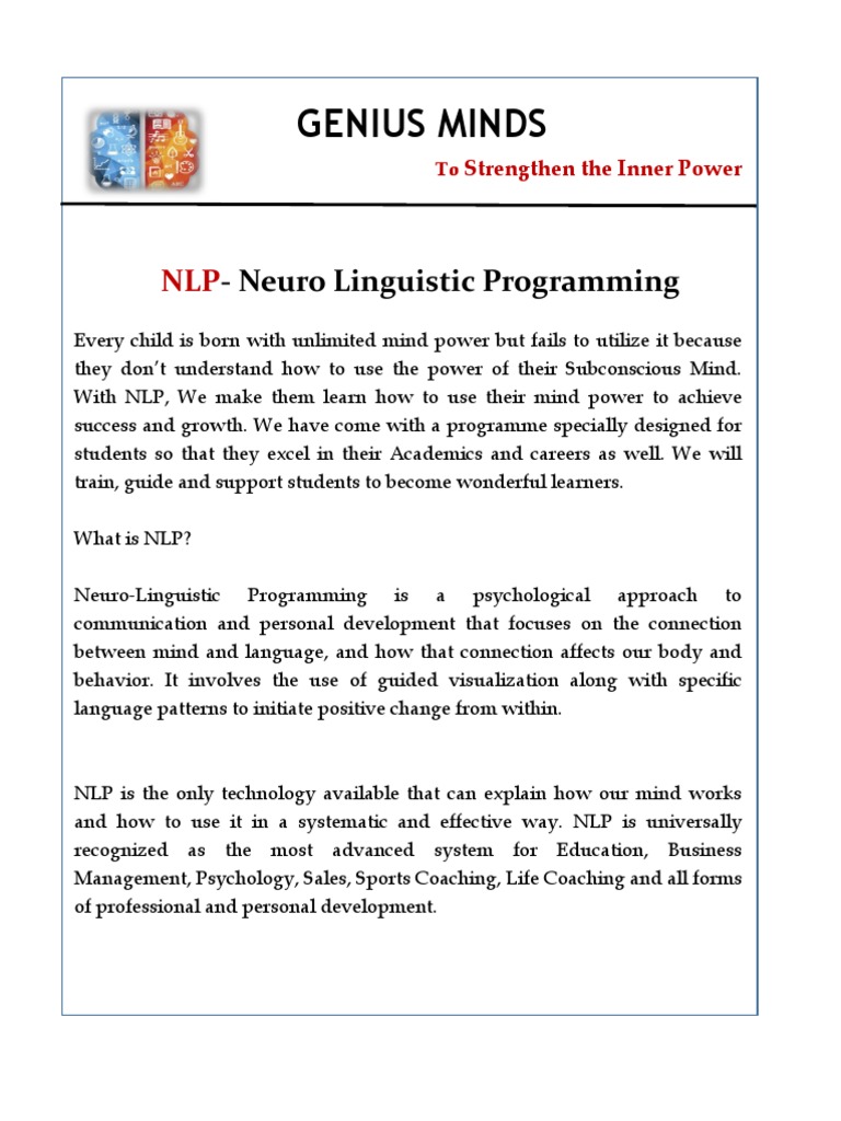 NLP Full PDF | PDF | Neuro Linguistic Programming | Mind