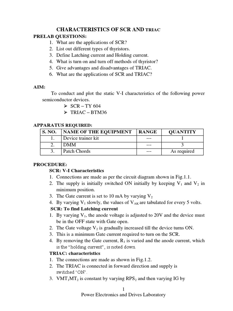 Characteristics of SCR and Triac | PDF | Electric Power | Components