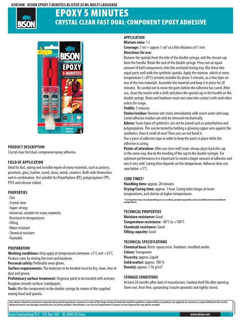 Bison 5 Minutes PDF | PDF | Adhesive | Epoxy