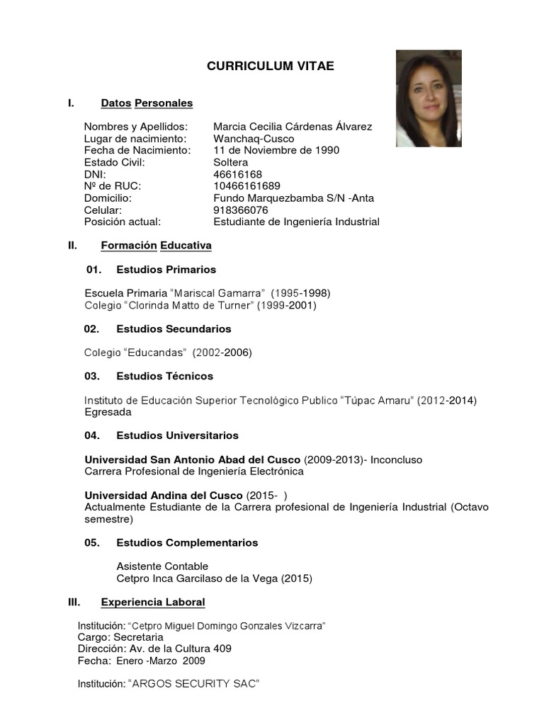 CV DESCRIPTIVO MARCIA Documentado | PDF