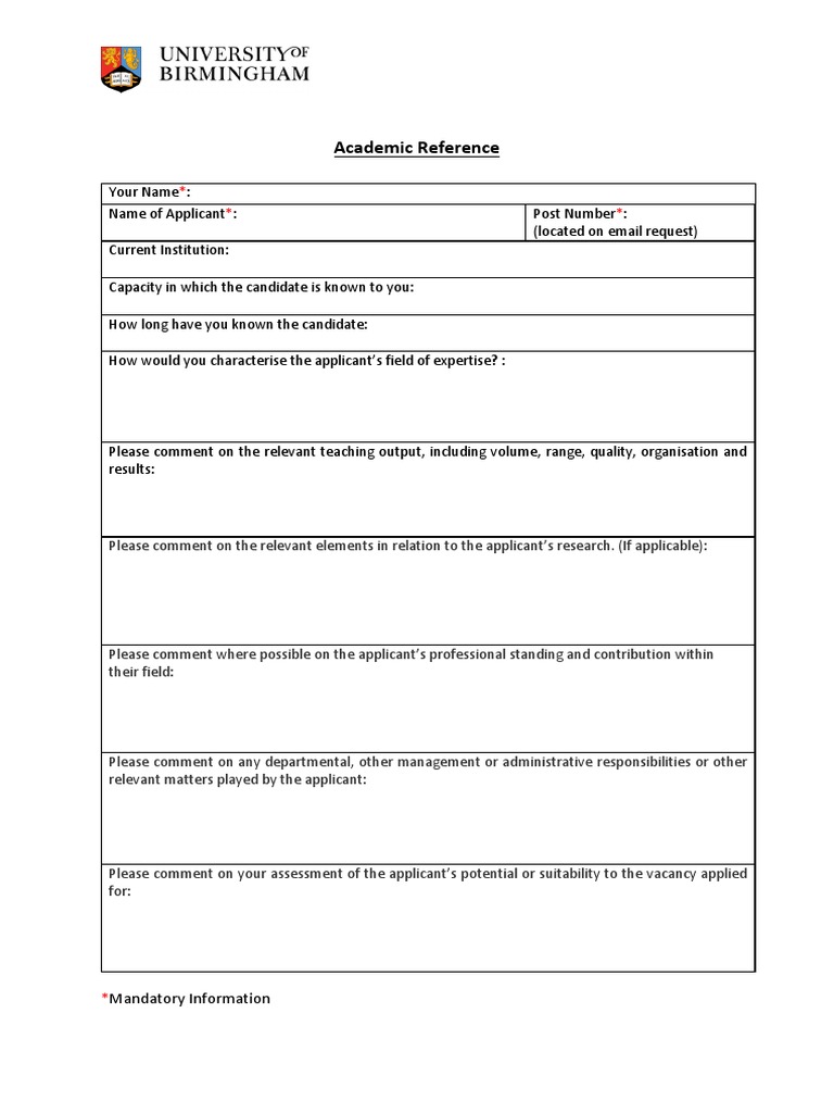 Academic Reference Request - MDS Template | PDF