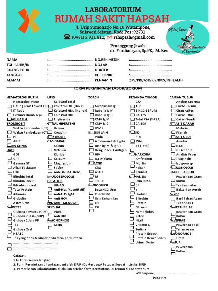 Form Permintaan Laboratorium Medik | PDF