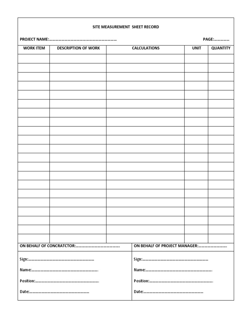 Site Measurement Sheet-01 | PDF
