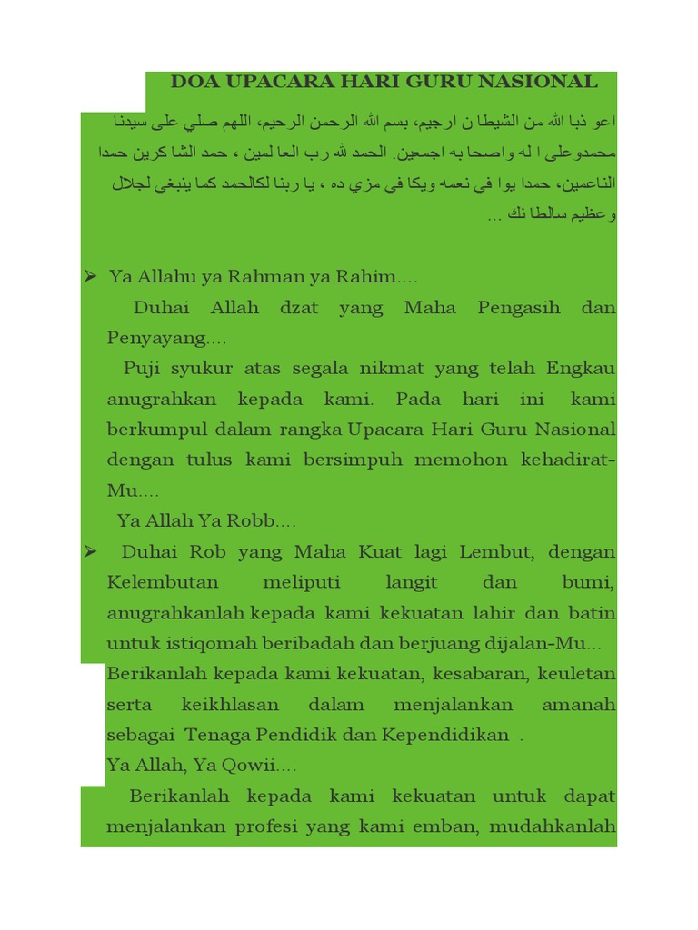 Doa Upacara Hari Guru Nasional | PDF | Agama & Spiritualitas