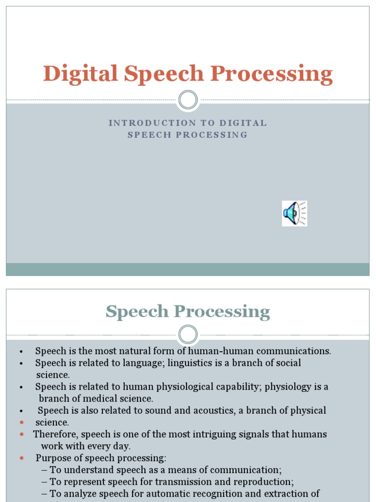 Digital Speech Processing | Download Free PDF | Digital Signal ...