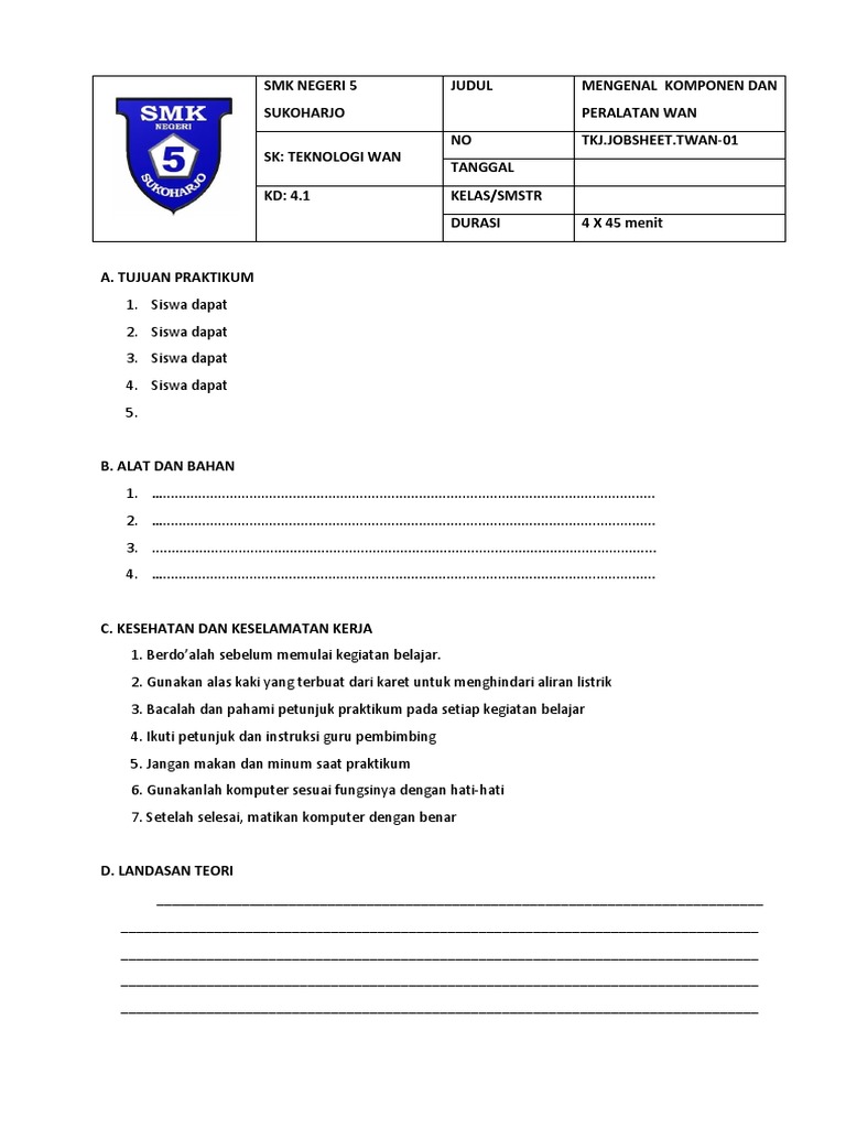 Format Jobsheet Praktek | PDF
