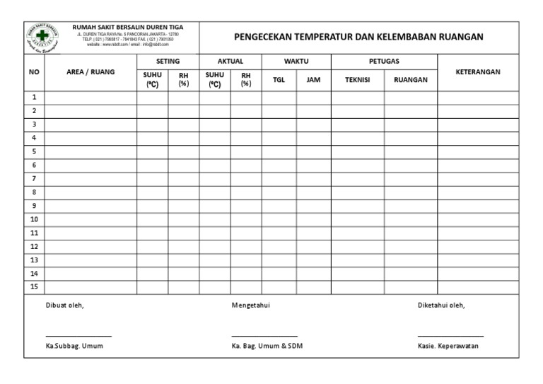 Form Pengecekan Suhu Ruangan | PDF