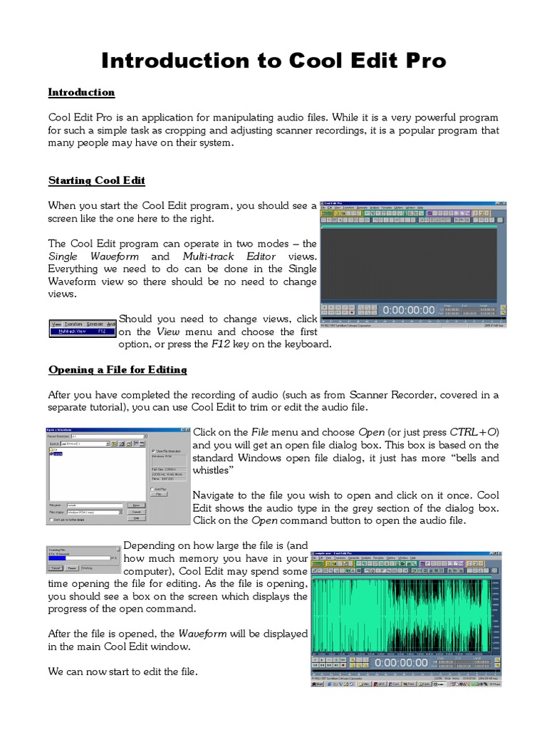 Introduction To Cool Edit Pro PDF | PDF | Menu (Computing) | Computer File