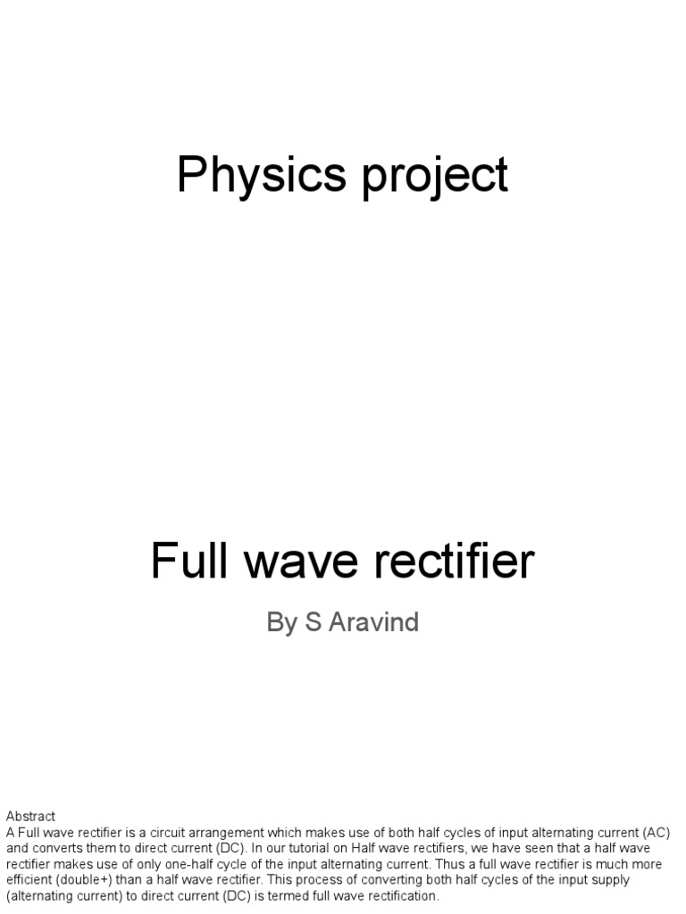 Full Wave Rectifier | PDF | Rectifier | Direct Current