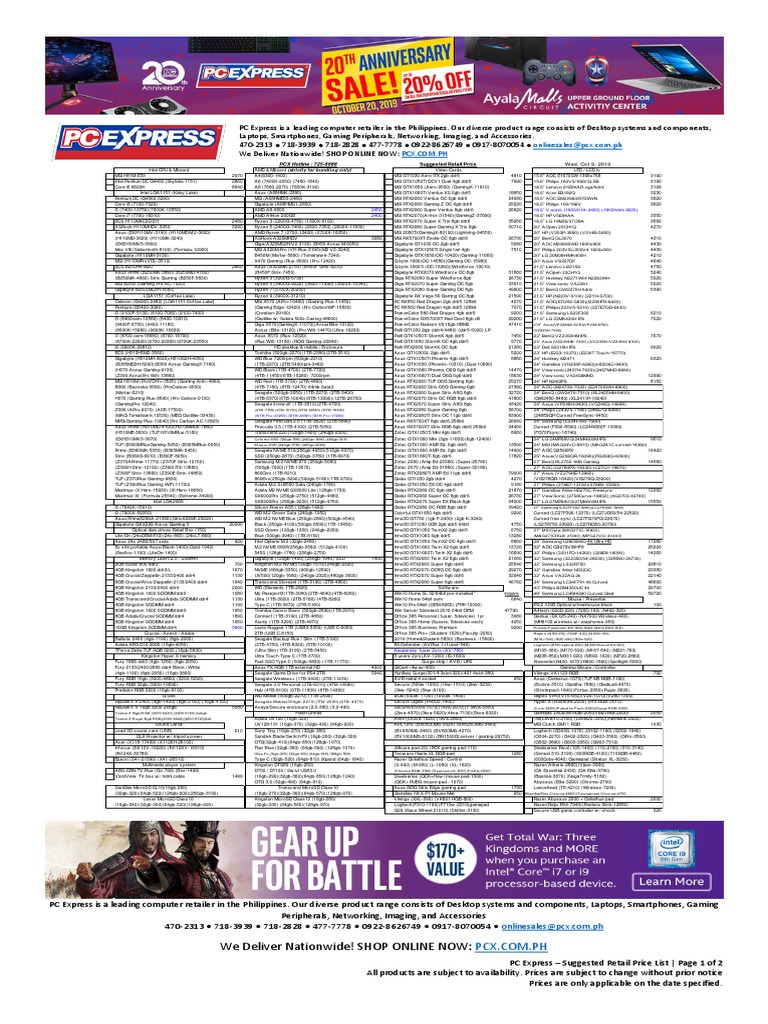 Peripherals Price List | PDF | Personal Computers | Laptop