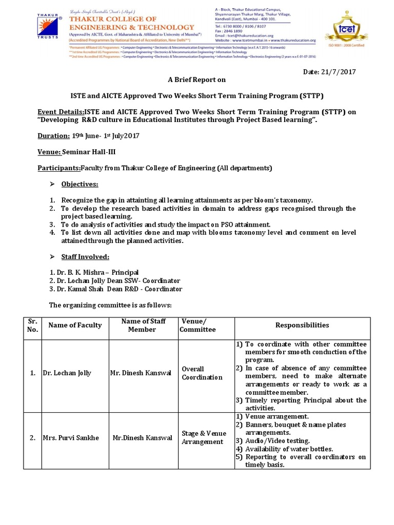 STTP Report | PDF | Educational Assessment | Mentorship
