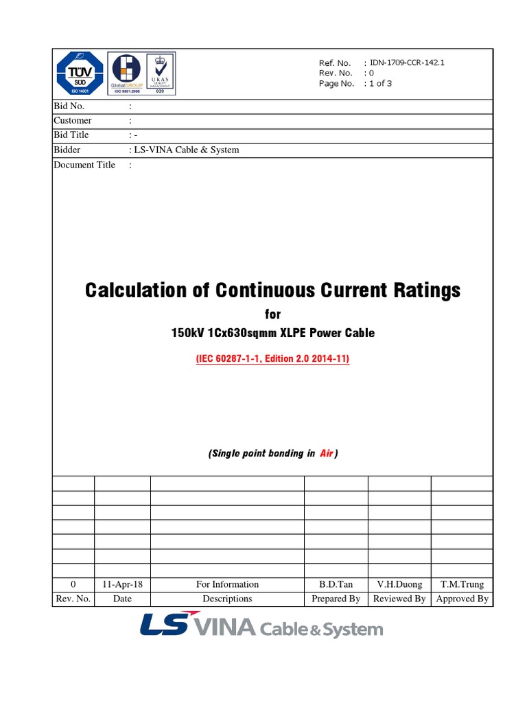 Current Rating Calculation for XLPE Cable | PDF | Electrical Resistance ...