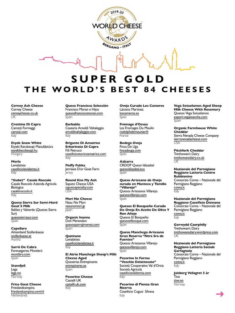 World Cheese Awards 2019 Super Golds | PDF | Cuisine | Dairy Products