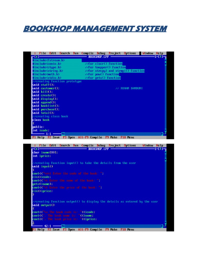 C++ Class 12 Project File. On Book Shop Management With Outputs. | PDF