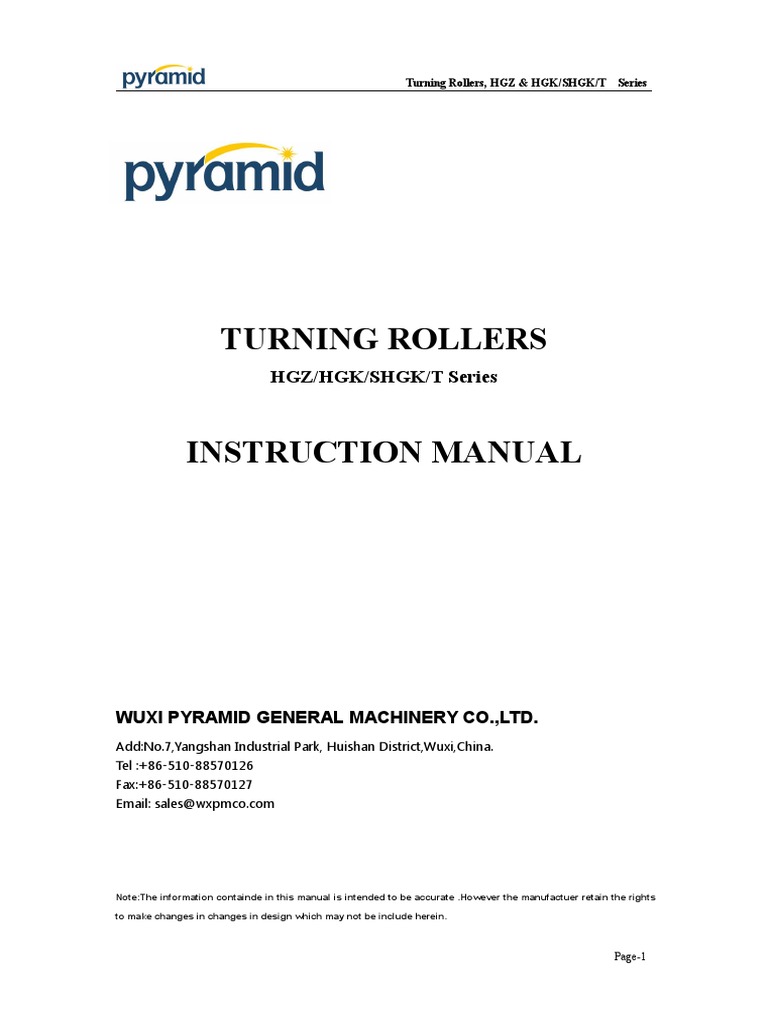 HGZ/HGK/SHGK Turning Rollers Manual | PDF | Welding | Construction