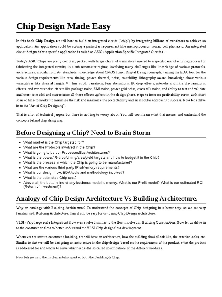 Chip Design Made Easy | PDF | Logic Synthesis | System On A Chip