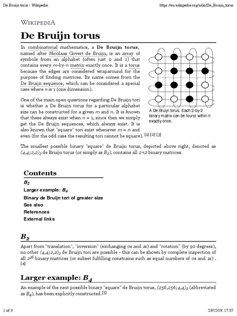 De Bruijn Torus | PDF | Mathematical Analysis | Mathematical Concepts
