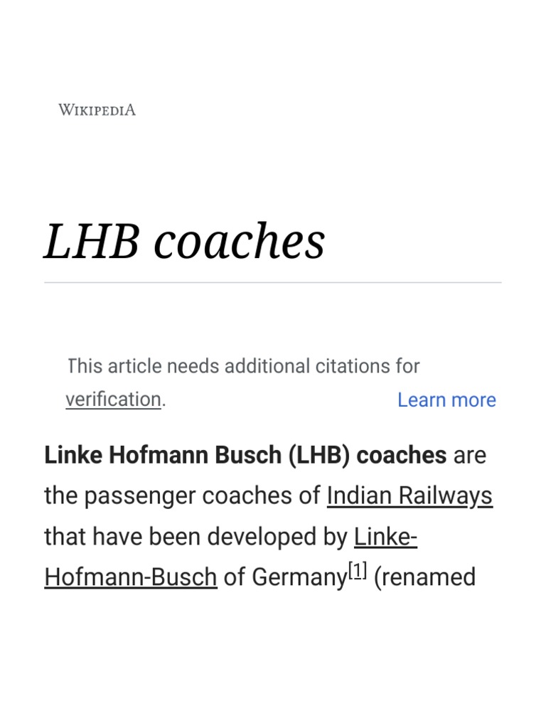 LHB Coaches - Wikipedia PDF | PDF | Rolling Stock | Rail Transport
